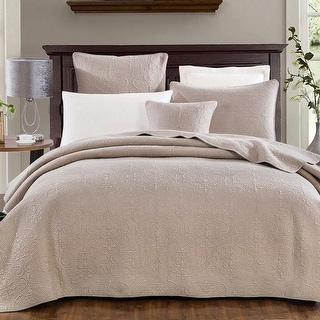 Queen Floral Neutral Elegant Coverlet Bedspread Set Taupe Beige - Bed ...