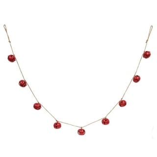 Red Metal Jingle Bell Garland 60” Long with Star Cutout Bells for ...