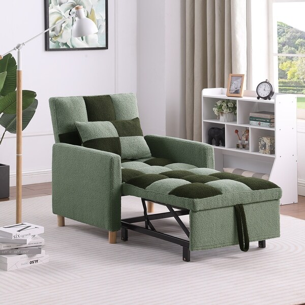 Teddy Fabric Convertible Sleeper Sofa Chair Two tone Accent Chair Recliner Pull Out Sofa Bed with Pillow Bed Bath Beyond 38447452