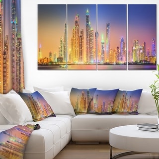Dubai Marina Skyscrapers Panorama - Cityscape Canvas print - Multi ...