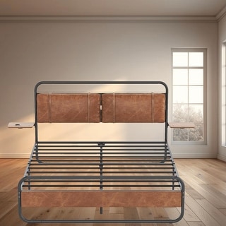 Sturdy Queen and King Size Bed Frame with LED Light, Charging Station ...