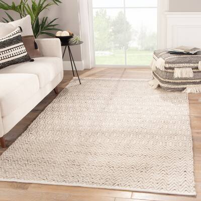Nikki Chu Deshi Handmade Trellis Tan/ Ivory Area Rug - Overstock - 25659215