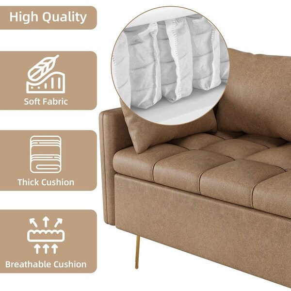 3 Seat Sofa Couches for Living Room Faux Leather Sofa with Lift Up Storage Box On Sale Bed Bath Beyond 40558448