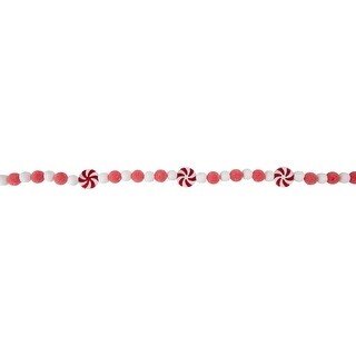 4' Peppermint Candy Beaded Christmas Garland - Unlit - Bed Bath ...