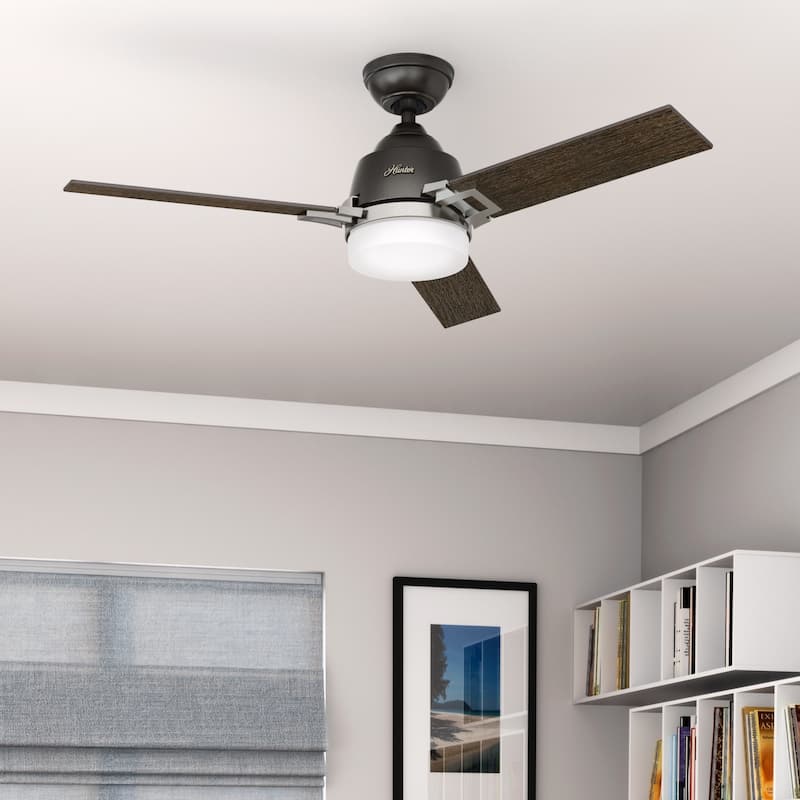 Hunter 48" Leoni Ceiling Fan with LED Light Kit and Handheld Remote ...