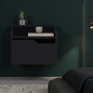 15.7"L Floating Chester Nightstand with Drawer & Dual-Tier Surface ...