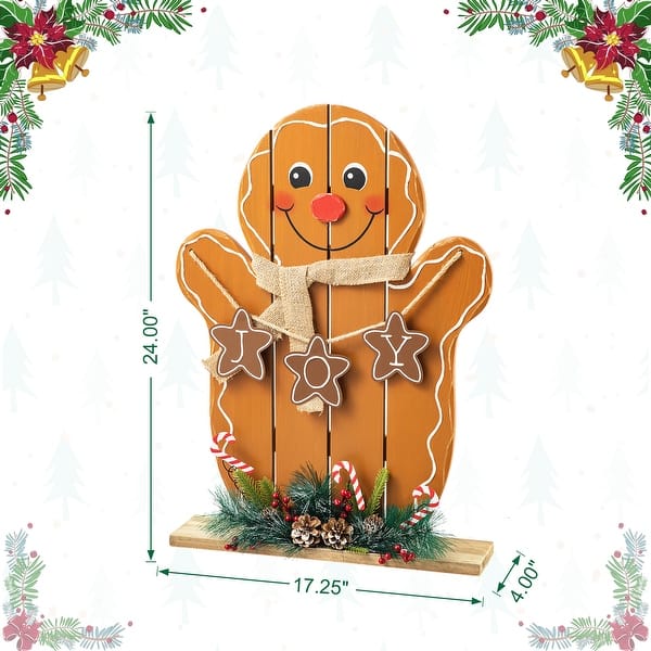 Glitzhome 24"H Wood Gingerbread Man Porch Decor - Bed Bath & Beyond ...