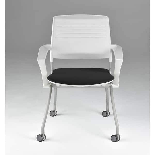 Ergonomic Conference Office Nesting Chair, 2 Chairs Set, White/Black ...
