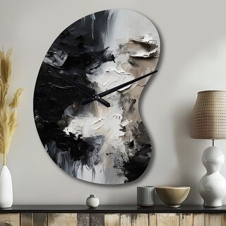 Black Textured Splash Paint Art II - Abstract Painting Wall Clock in ...