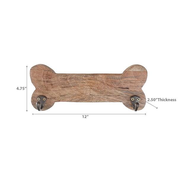 Wooden Bone Shape With 2 Brass Hooks Natural - Bed Bath & Beyond - 38445747