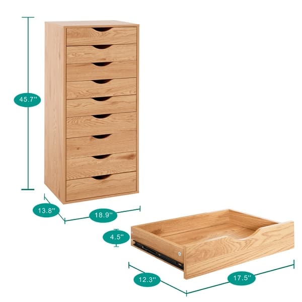 9-Drawer Office Rolling File Storage Cabinet, Mobile Desk Filing Drawer ...