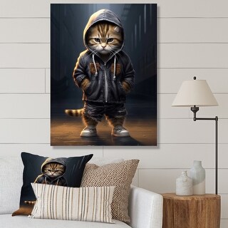 Designart "Cool Kitten Hoody Street Cred" Animals Cat Wall Art Living ...