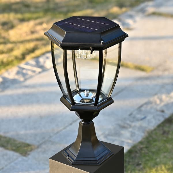 Solar Powered Outdoor Metal Post Light - On Sale - Bed Bath & Beyond ...