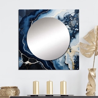 Designart "Blue stone geode painting" Spiritual Stone Wall Mirror ...