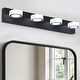 29 in. W Modern 4-Light White LED Vanity Light with White Round Shade ...