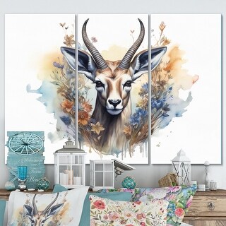 Designart "Graceful Antelope II" Animals Wall Art Living Room Set - Bed ...