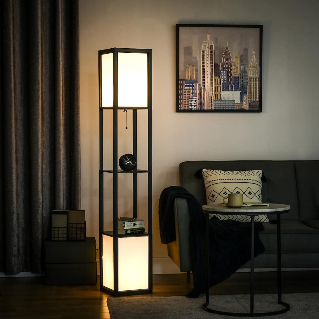 HOMCOM 3-Light Modern Floor Lamps for Living Room, Tree Standing Lamp ...
