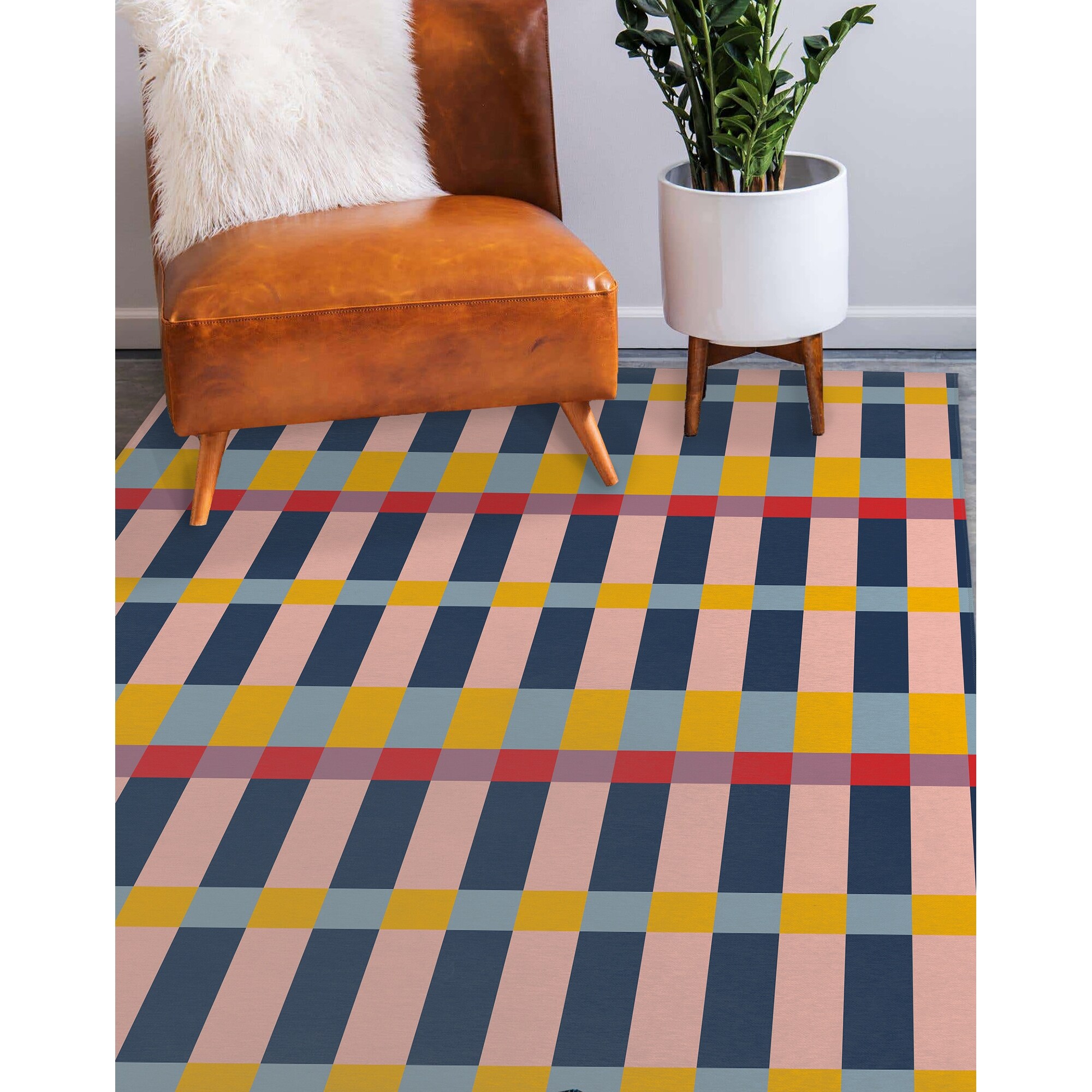 MODERN PLAID BLUE AND PINK Area Rug By Kavka Designs - On Sale - Bed ...