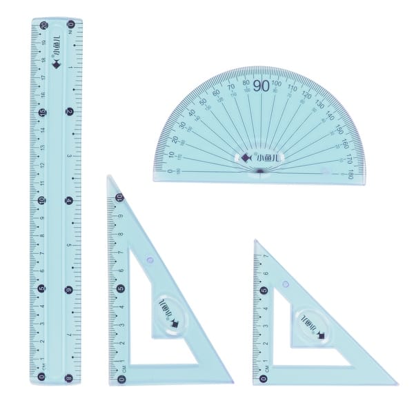 4pcs Ruler Set 20cm/8" Soft Straight Ruler Protractor Triangle Rulers ...