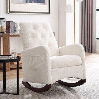 25.6"W Modern Accent High Backrest Lounge Arm Rocking Chair, Two Side ...