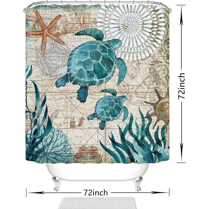 Sea Turtle Shower Curtain for Bathroom Waterproof 72 x 72 Inches Blue ...