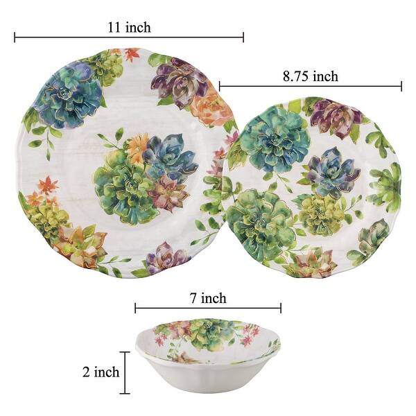 UPware 12-Piece Succulents Melamine Dinnerware Set - Bed Bath & Beyond ...