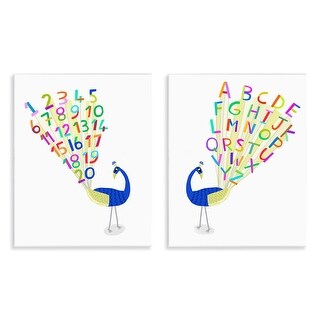 Stupell Peacock Alphabet Numbers Wall Plaque Art Design By Carla Daly ...