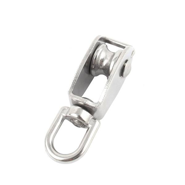 15mm Silver Tone Stainless Steel Single Sheave Swivel Wire Rope Pulley ...