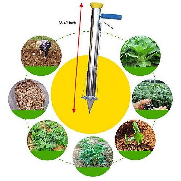 Agfabric 36-Inch Stainless Steel Bulb Planter Tools and Vegetable Seedling Transplanter Certain ...