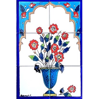 12x18 Red Roses Bouquet Backsplash 6pc Mosaic Tile Wall Mural - Bed ...