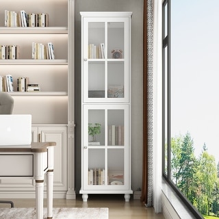 Glass Display Cabinet Glass Curio Doors Bathroom Cabinet White Lacquer ...