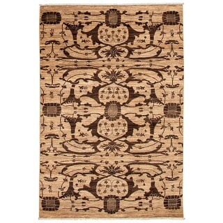 Hand-knotted Pak Finest Transitional Tan Wool Rug - 5'2" x 7'8"/5'2 x 7 ...