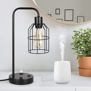 2 Pack Edison Lamps Industrial Steampunk Desk Lamp with USB Ports - 5.5 ...