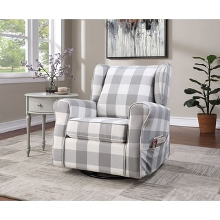 Alexis Grey and White Rolled Arm Swivel Chair with Glider - Bed Bath ...