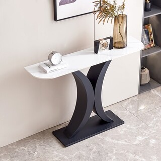 Black Modern Sintered Stone Console Table, Unique Design - Bed Bath ...
