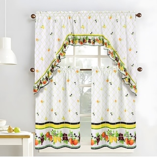 RT Designers Collection Ruffle Fruit Medley Tier and Valance Kitchen ...