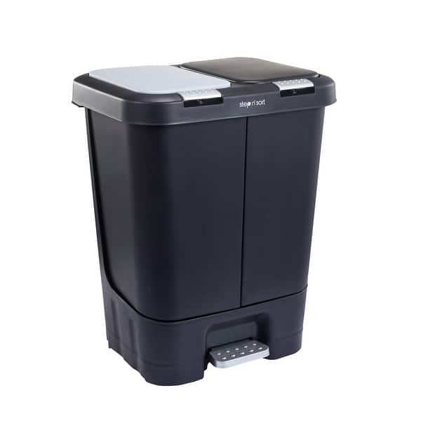 Dual Plastic Trash and Recycle Bin with Slow Close Lid, 11 Gal - Bed ...