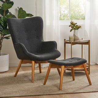 Grey Contour Chair Set Accent Chair with Ottoman for Living room - Bed ...