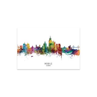 Mobile Alabama Skyline City Name Print On Acrylic Glass by Michael ...