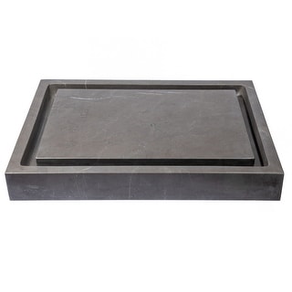 Rectangular Infinity Pool Sink - Honed Pietra Grey Marble - Bed Bath ...