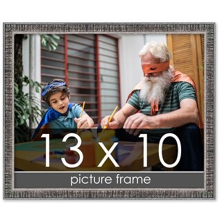 13x10 Distressed/Aged Black Complete Wood Picture Frame with UV Acrylic ...
