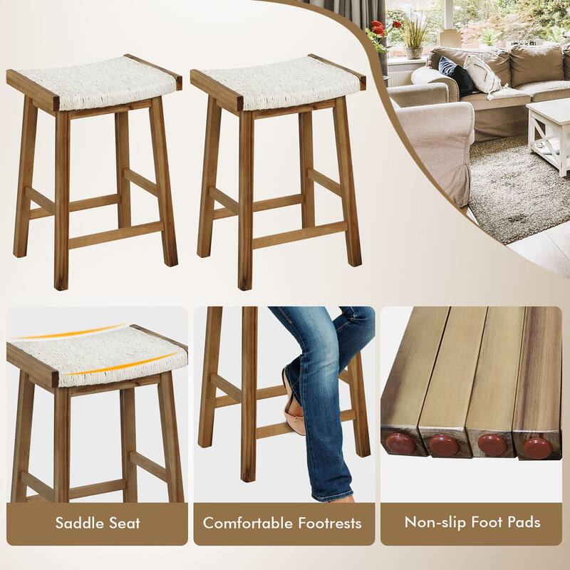 Gymax Set of 4 Saddle Bar Stools 25.5'' Counter Height Dining Stools ...