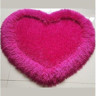 Heart Shape Hand Tufted 4-inch Thick Shag Area Rug (28-in x 32-in) - 32 ...