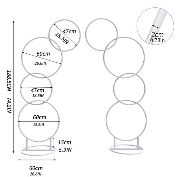 Set of 2 Round Backdrop Stand Wedding Party White Hoop Pillar Flower ...