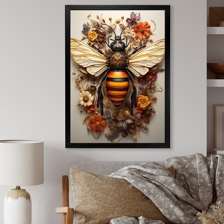 Designart "Vintage Floral Wasp Harmony I" Insects & Bugs Wall Decor ...