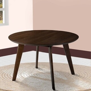 Round Wooden Dining Table with Fin Style Leg Support, Walnut Brown ...