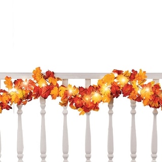 Solar Powered Fall Maple Leaves String Lights - 8.200 x 8.000 x 4.130 ...