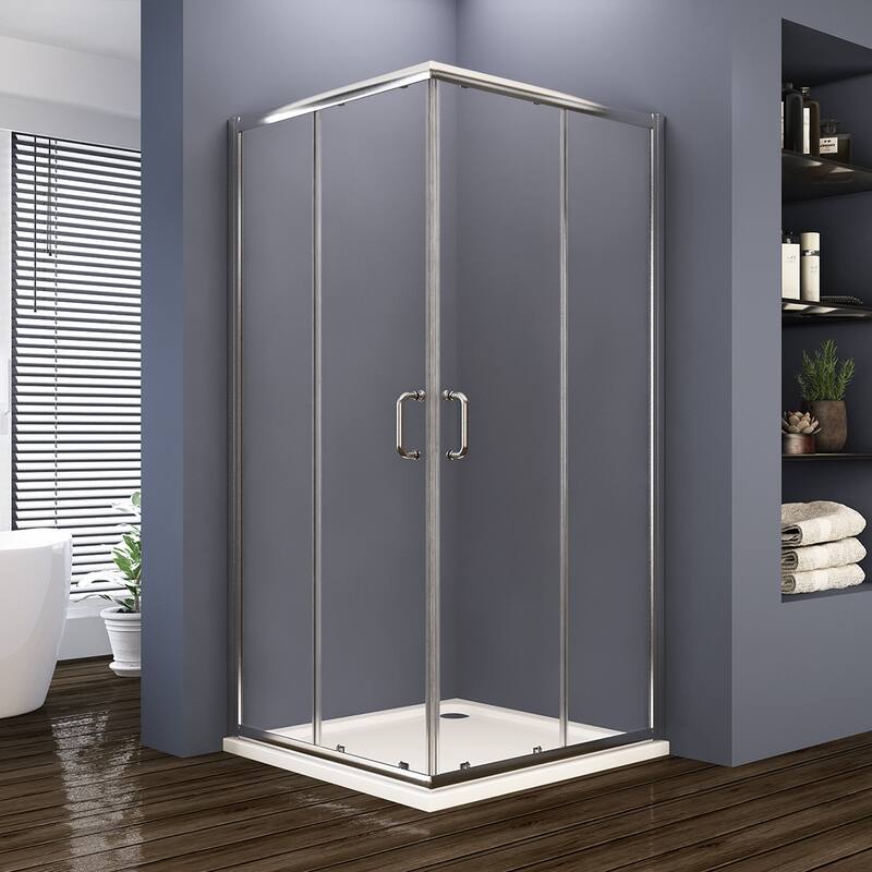 Elegant Corner Entry Enclosure With Sliding Shower Doors 36'' W x 36 ...