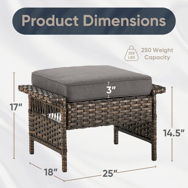 All Weather Rattan Wicker Ottoman Seat - Brown - Bed Bath & Beyond ...