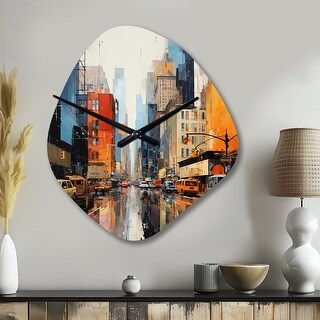 Blue Grey Mid Century Metropolis II - Abstract Midcentury Wall Clocks ...
